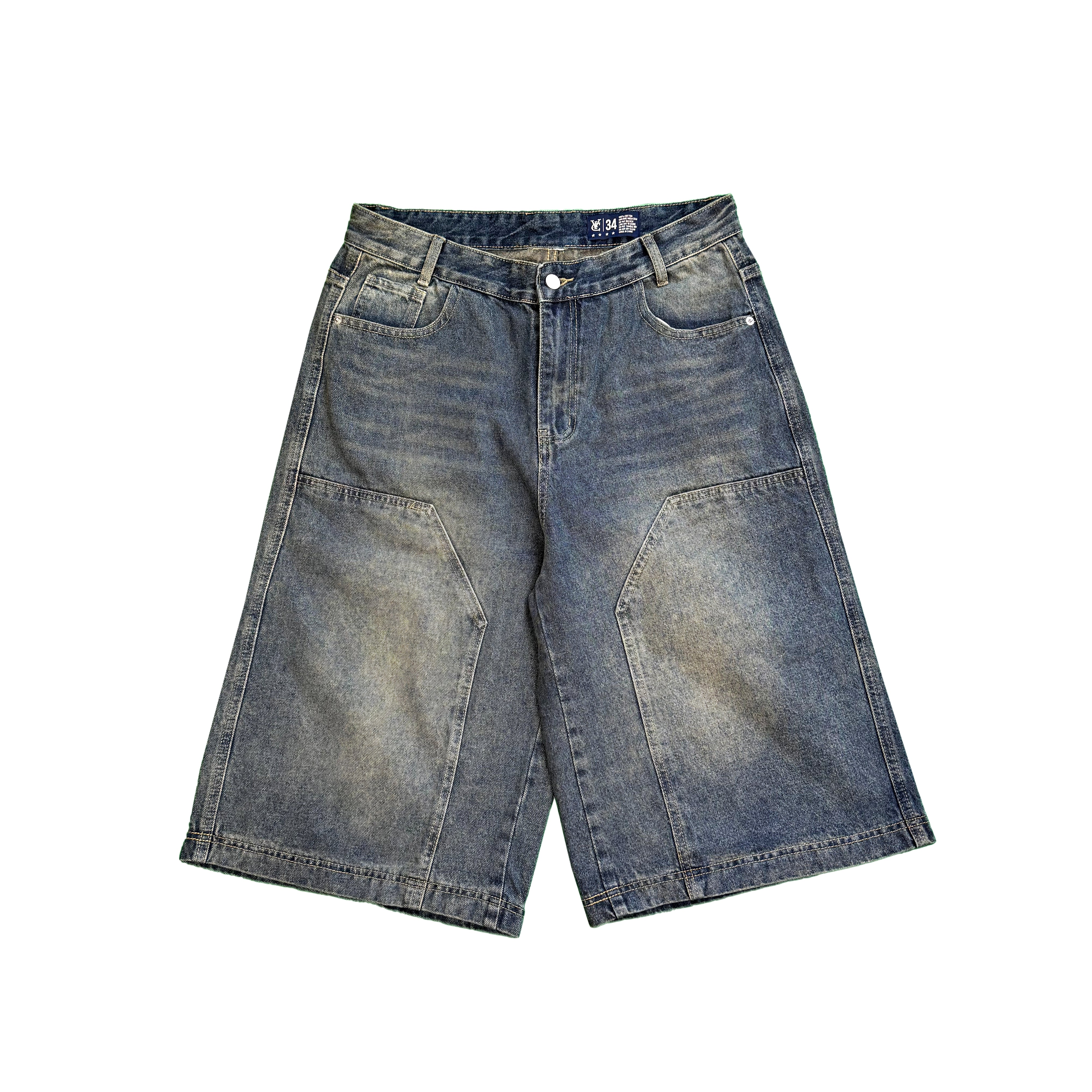 BAGGY DOUBLE KNEE JORTS - FADED INDIGO (PRE-ORDER) – VIC APPAREL